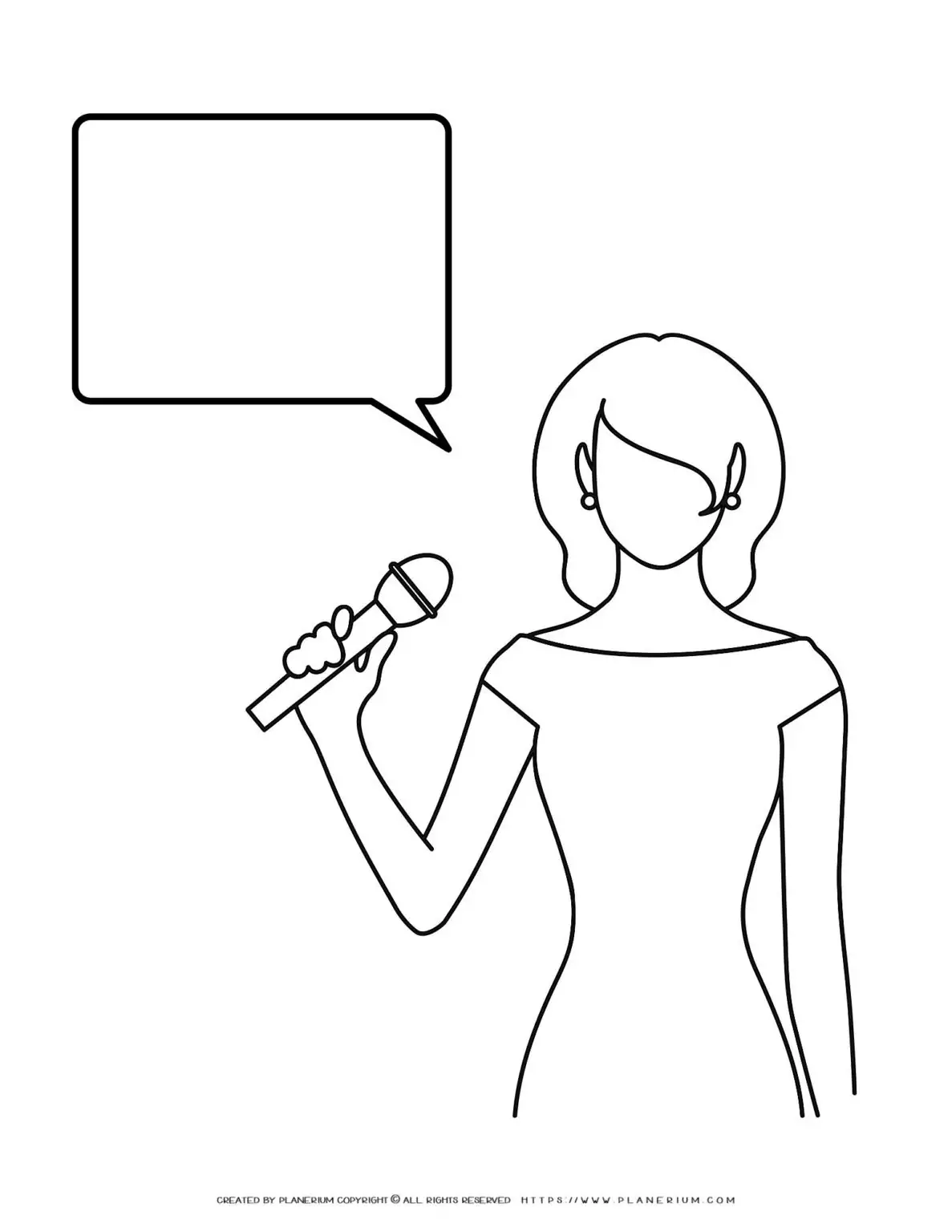 Free Printable Singer-Outline Template for Imaginative Play