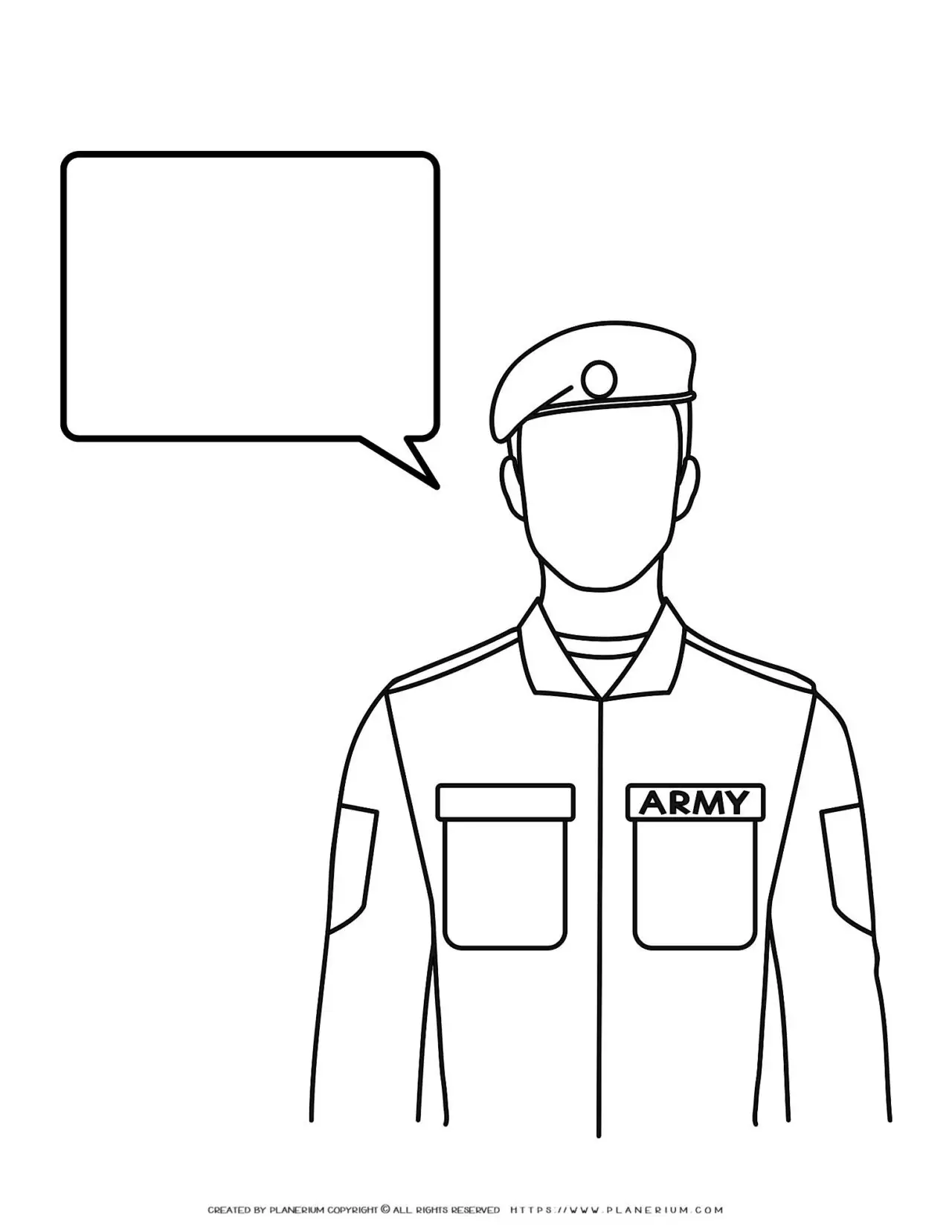 Free Soldier Outline Coloring Template for Kids