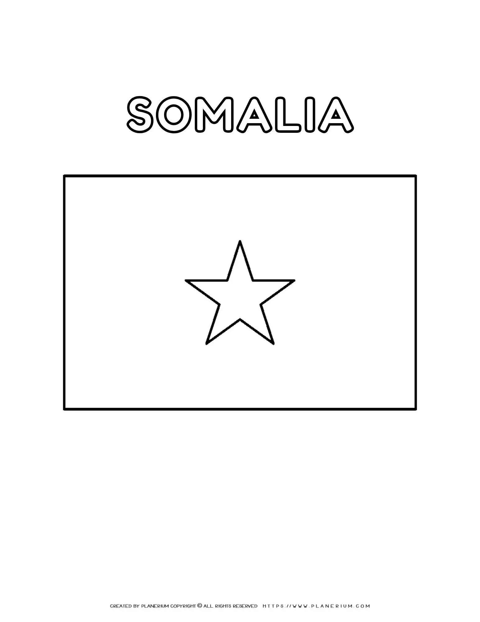 Somalia Flag Coloring Page - Printable Design for Kids
