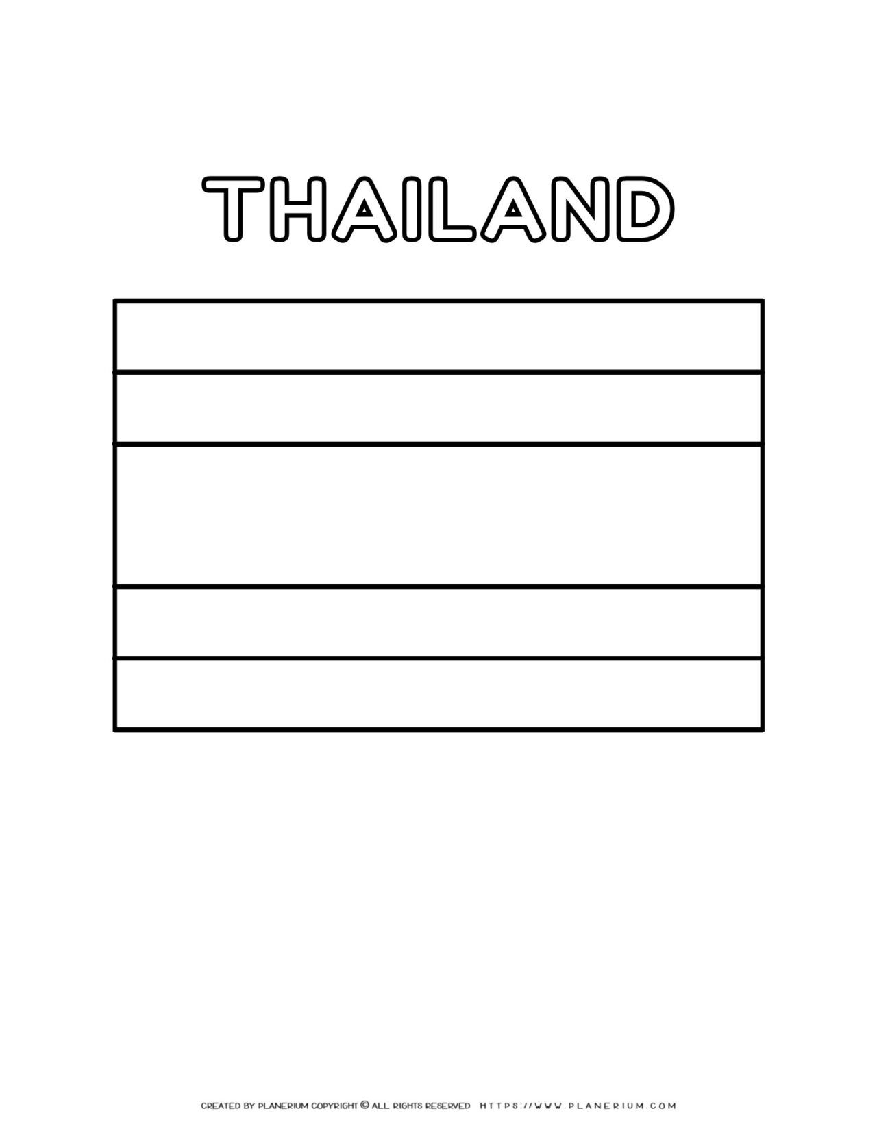 Thailand Flag Coloring Page - Free Printable