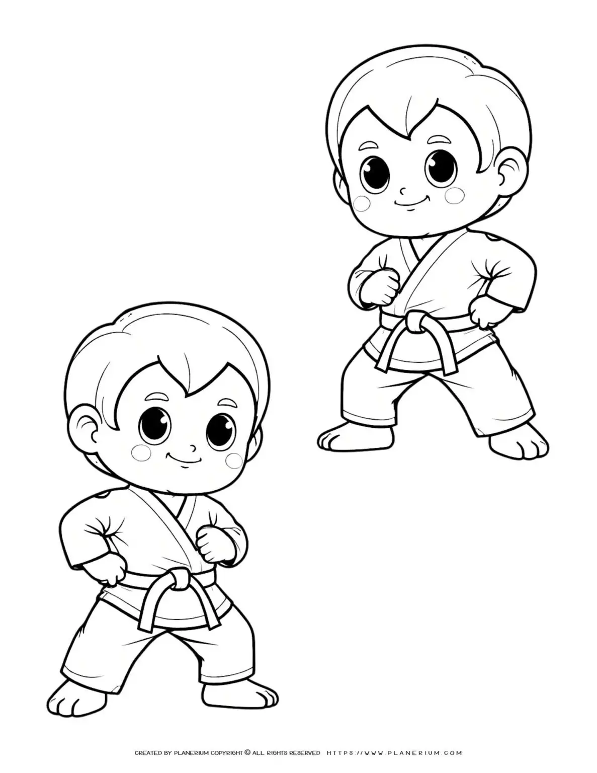 Boost Skills with Double Comic Boys Karate Outline Printable
