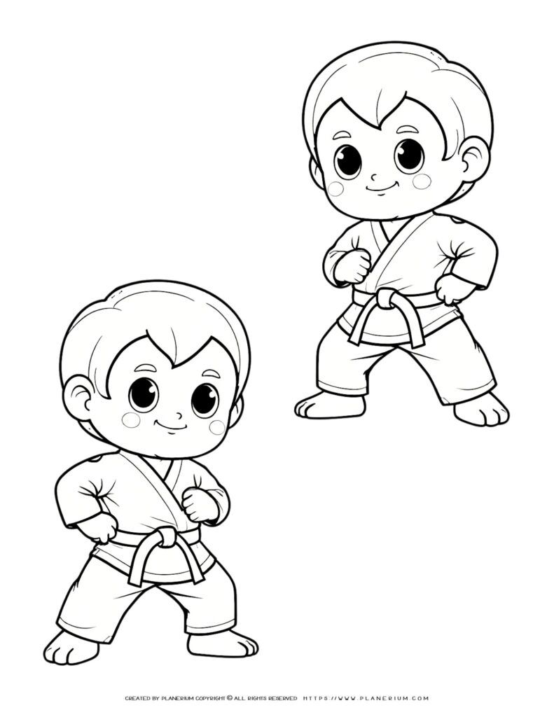 Boost Skills with Double Comic Boys Karate Outline Printable