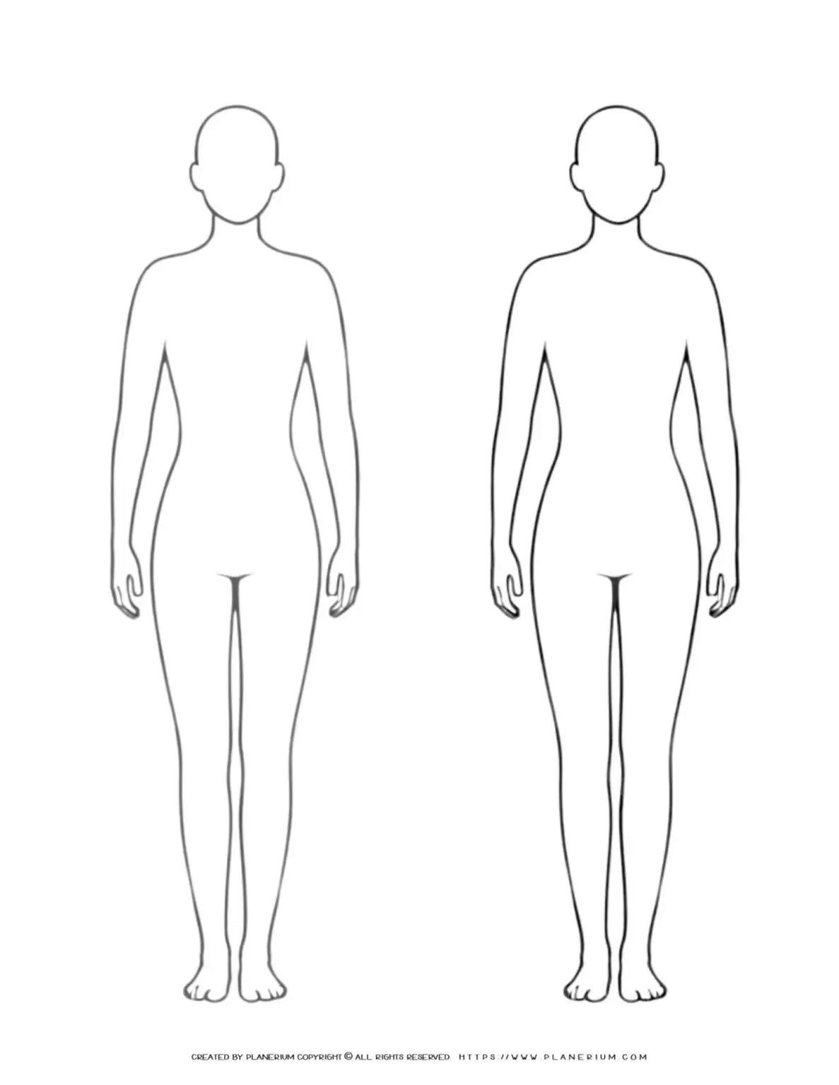 Two Woman Body Outlines Template for Engaging Learning