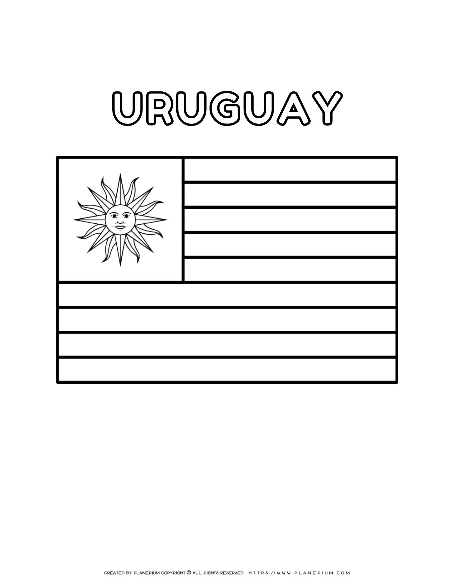 Uruguay Flag Coloring Page - Printable for Kids