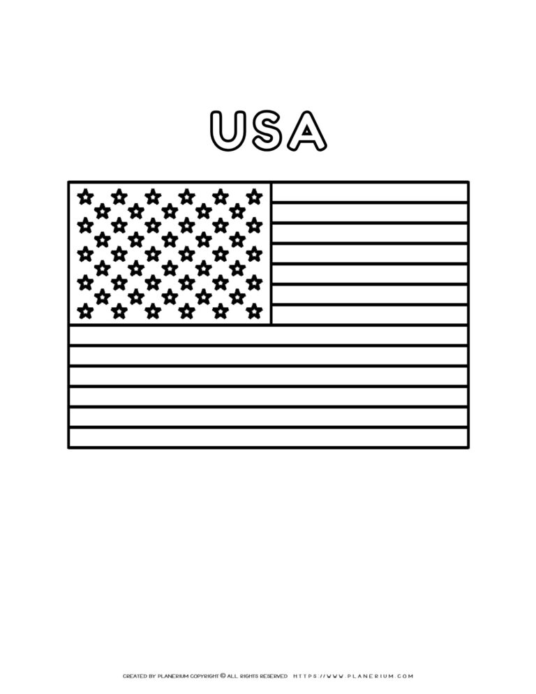 USA Flag Coloring Page - Patriotic Printable for Kids
