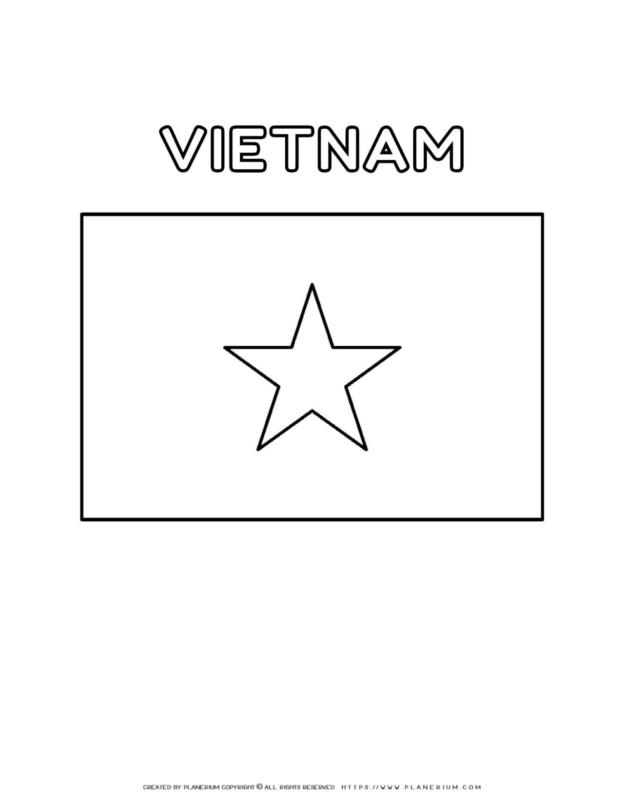Vietnam Flag Coloring Page - Printable for Kids