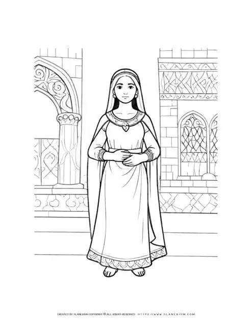 Medieval Gothic Castle Coloring Page for All Ages