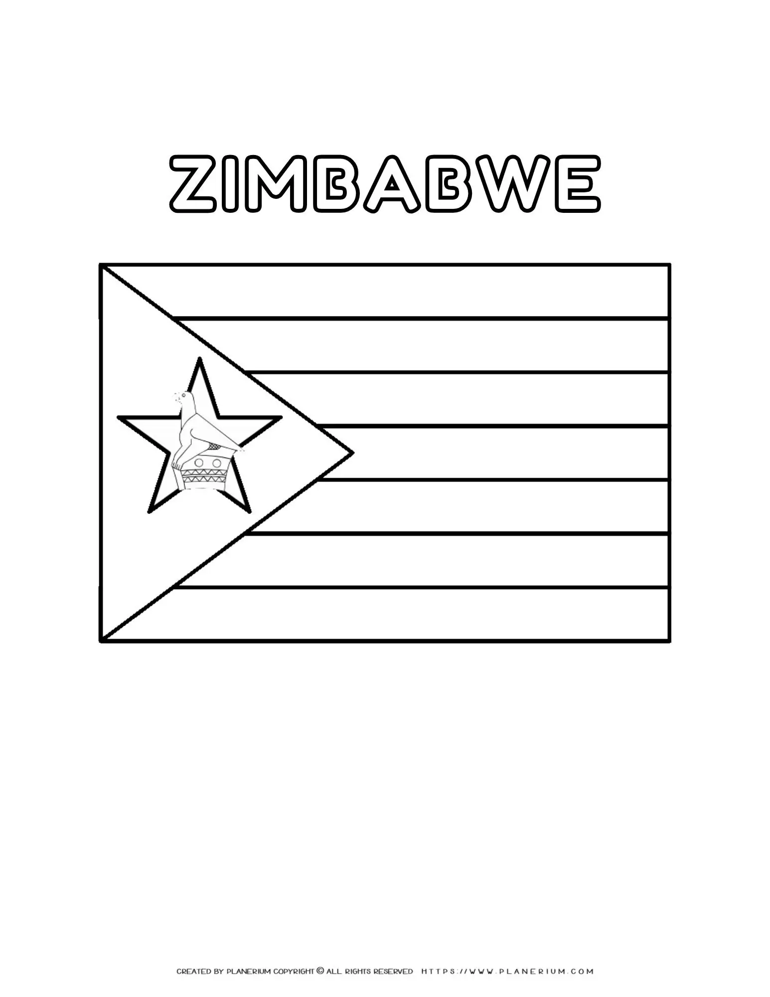 Zimbabwe Flag Coloring Page - Printable Activity for Kids