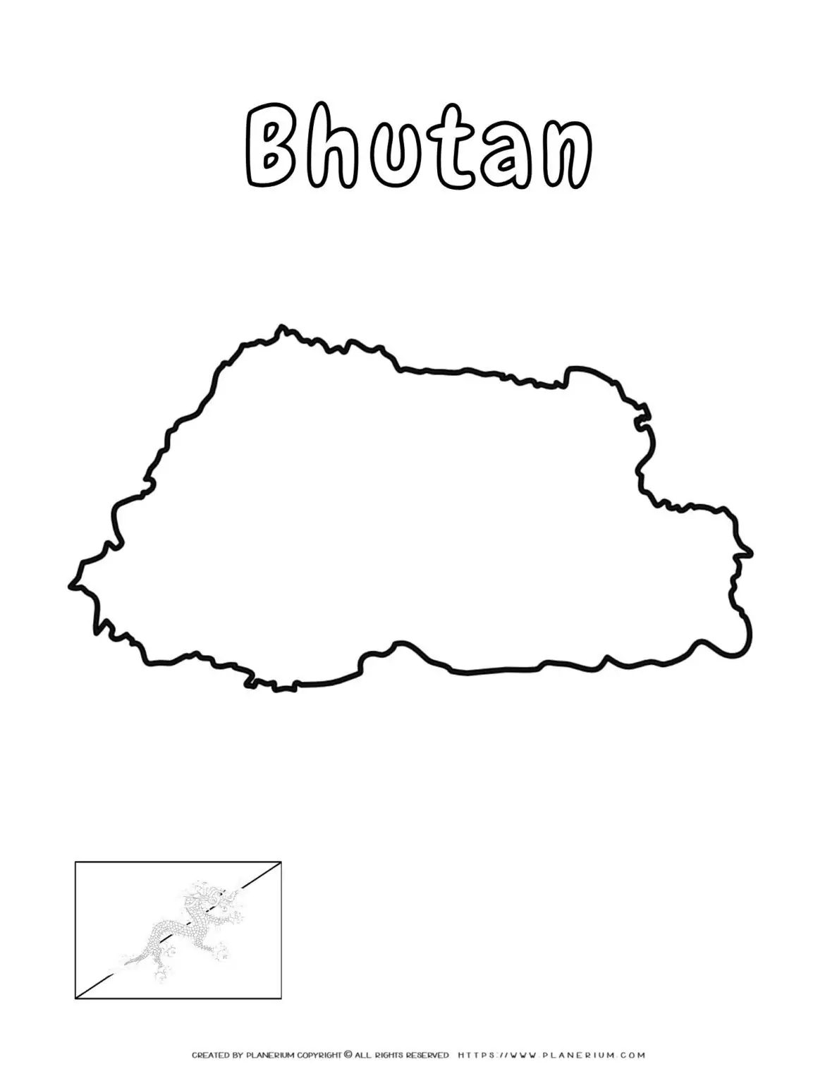 Bhutan Map Coloring Page - Fun and Educational Activity