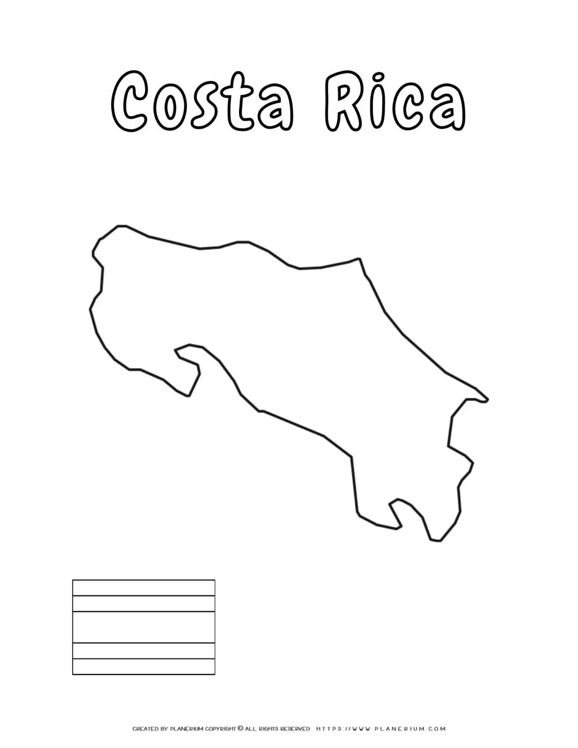 Costa Rica Map Coloring Page - Fun and Educational Activity