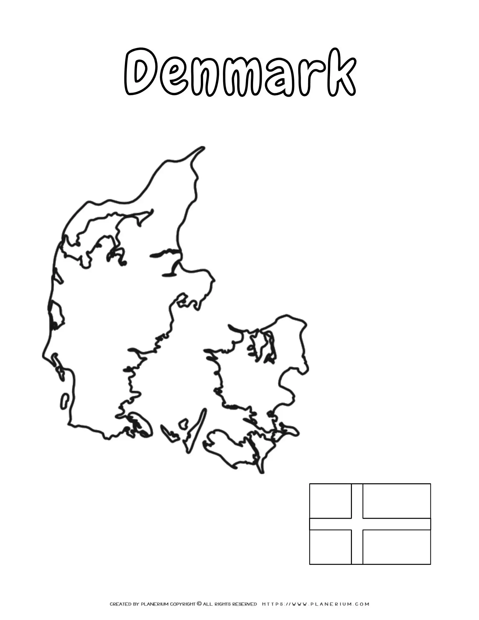 Denmark Map Coloring Page - Fun and Educational Activity