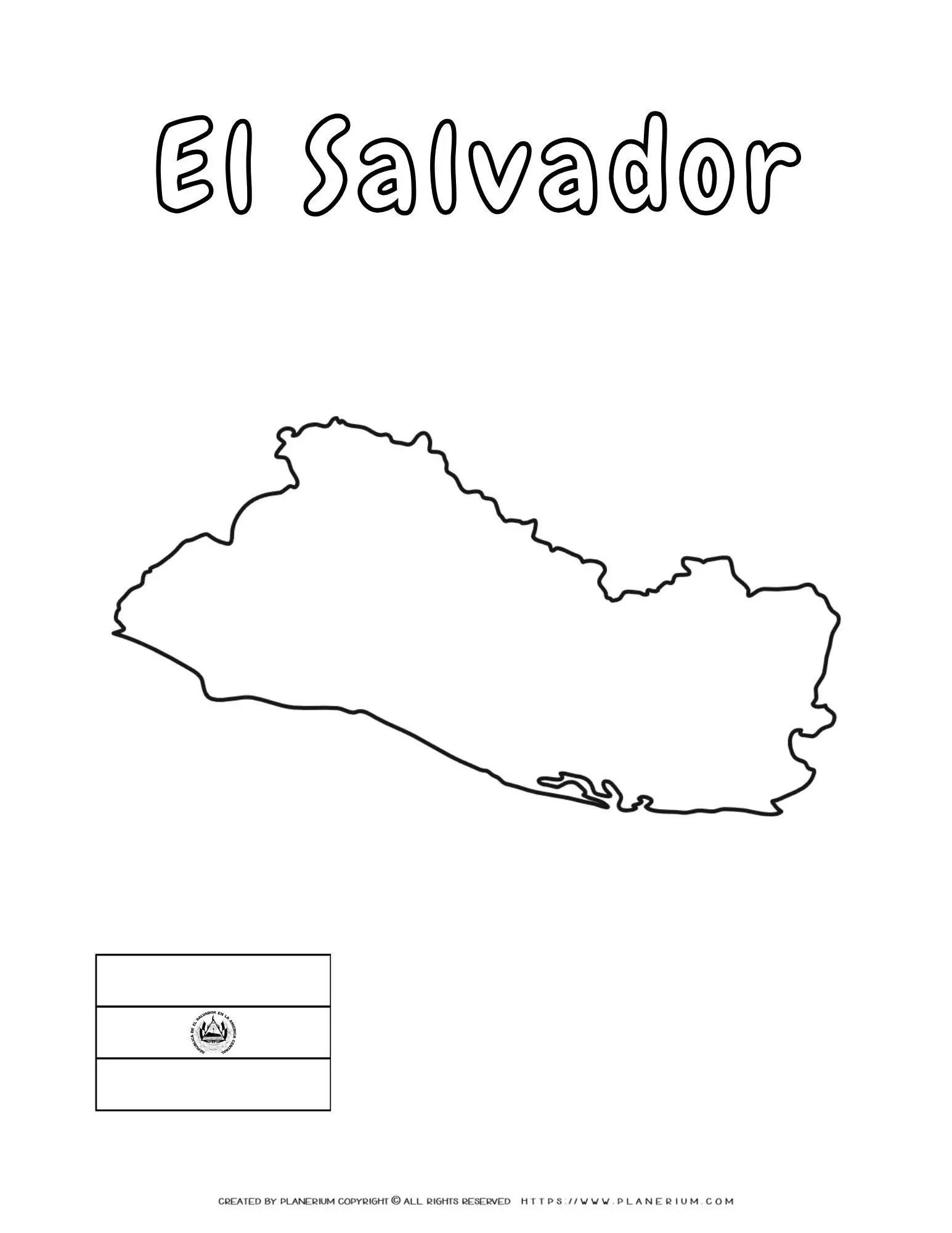 El Salvador Map Coloring Page - Printable Activity for Kids