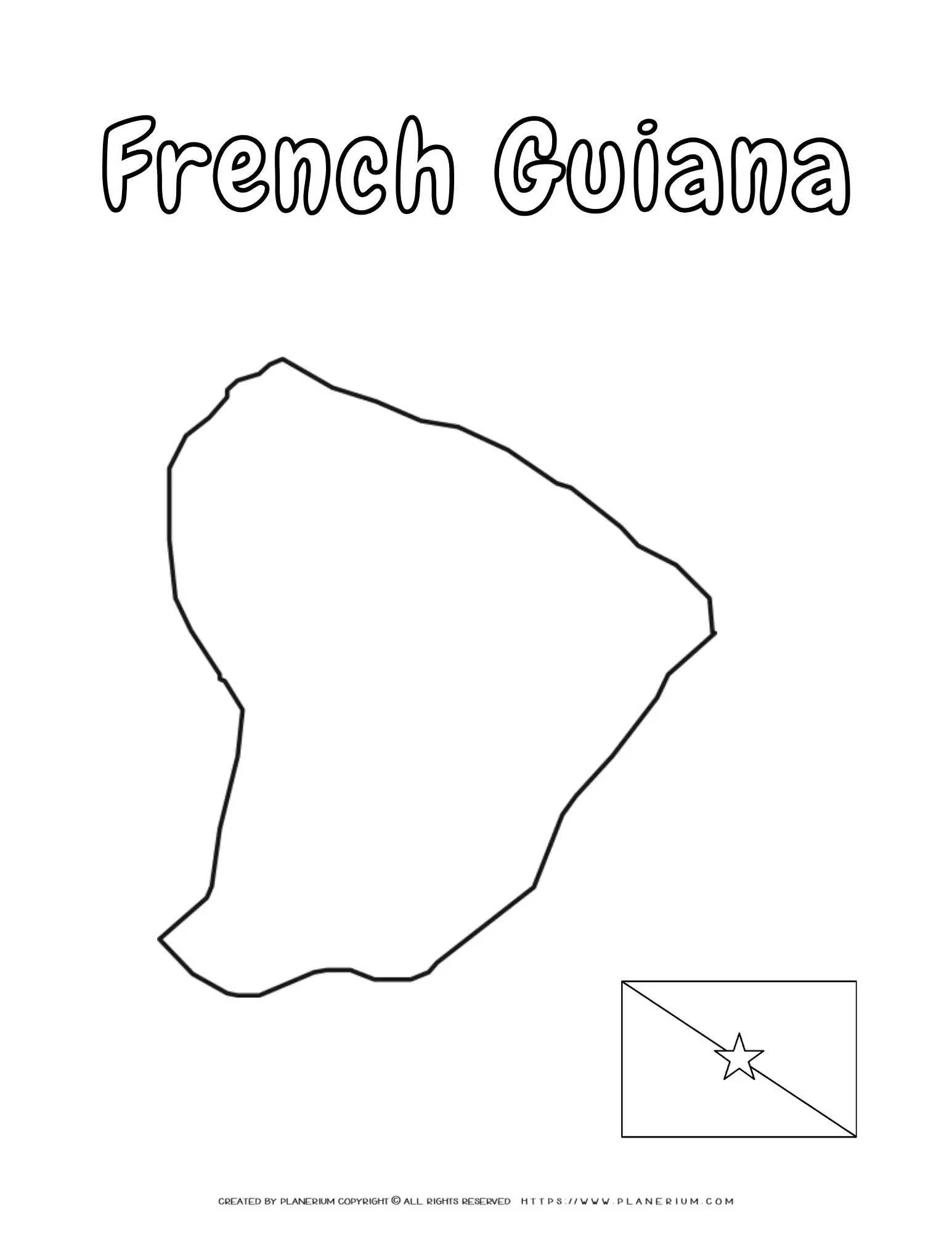 French Guiana Map Coloring Page - Fun and Educational Activity