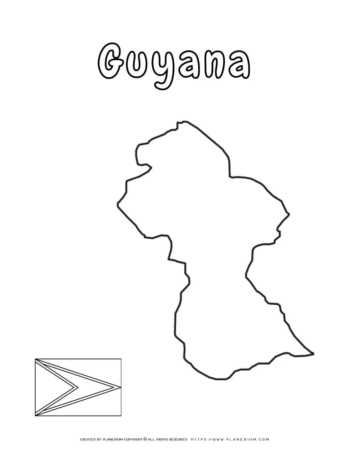 Guyana Map Coloring Page - Fun and Educational Activity for Kids