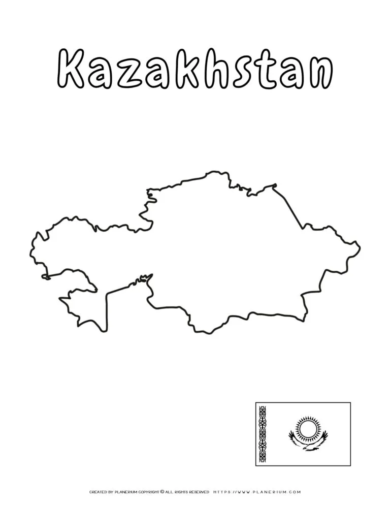 Kazakhstan Map Coloring Page - Fun and Educational Activity