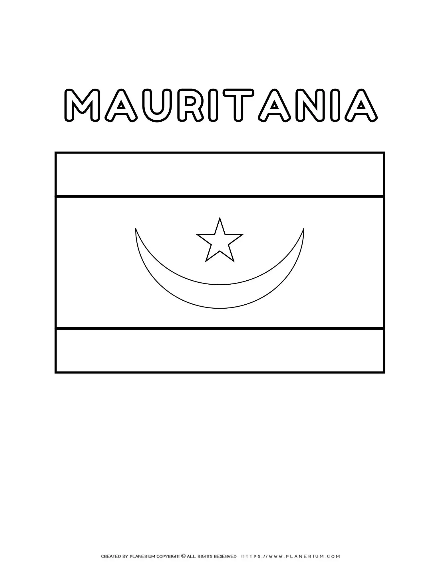 Mauritania Flag Coloring Page - Printable for Kids