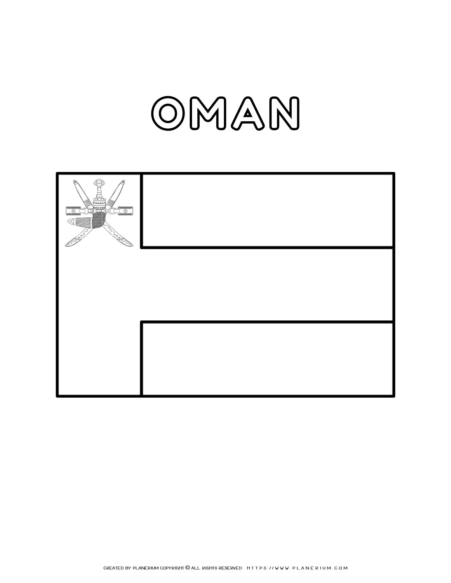 Oman Flag Coloring Page - Printable for Kids