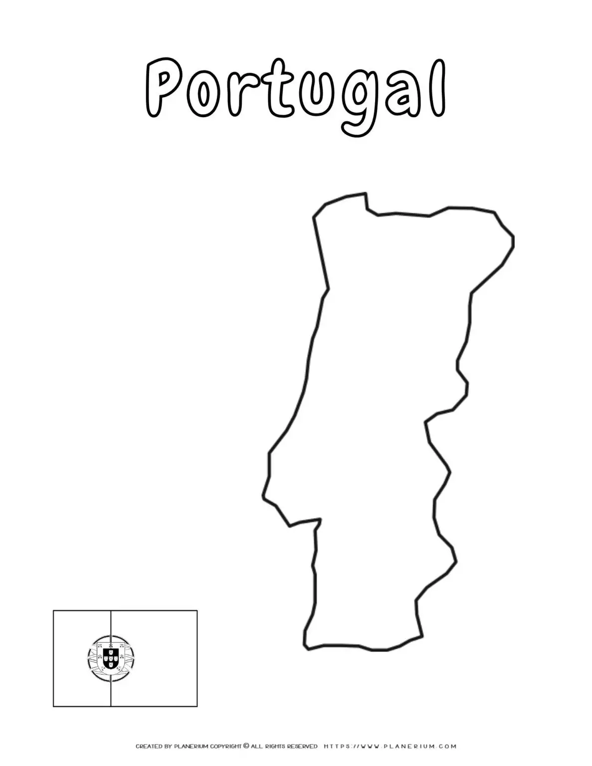Coloring Page of Portugal Map - Fun and Educational Activity