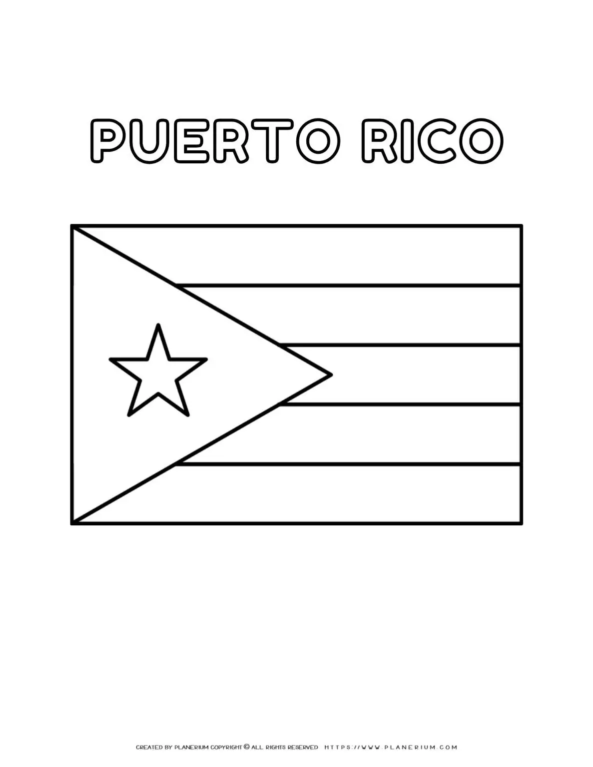 Puerto Rico Flag Coloring Page - Printable for Kids