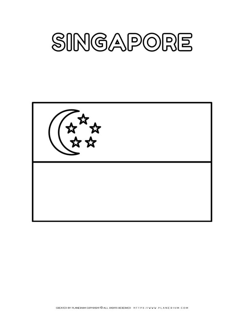 Singapore Flag Coloring Page - Printable for Kids