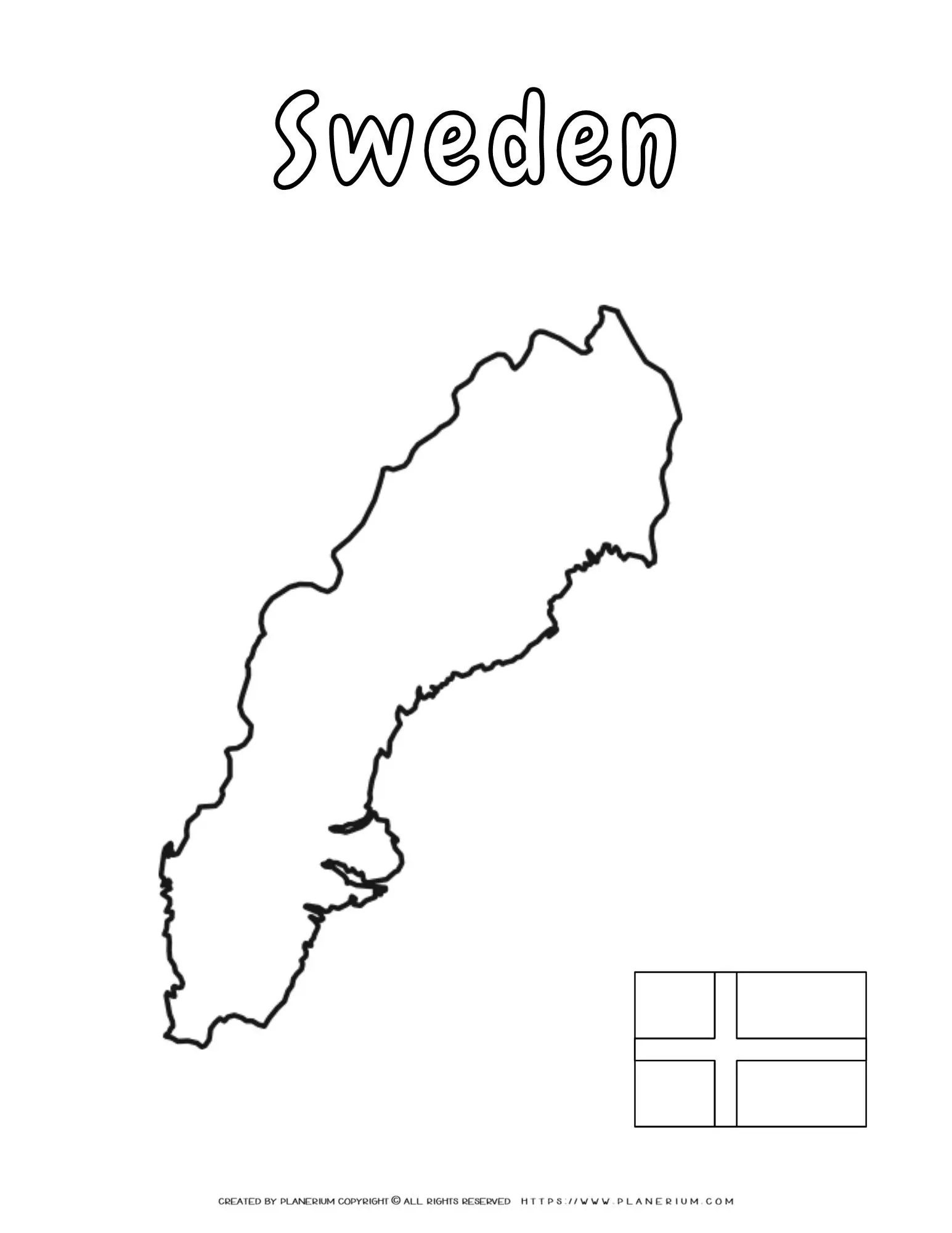 Coloring Page of Sweden Map - Fun and Educational Activity