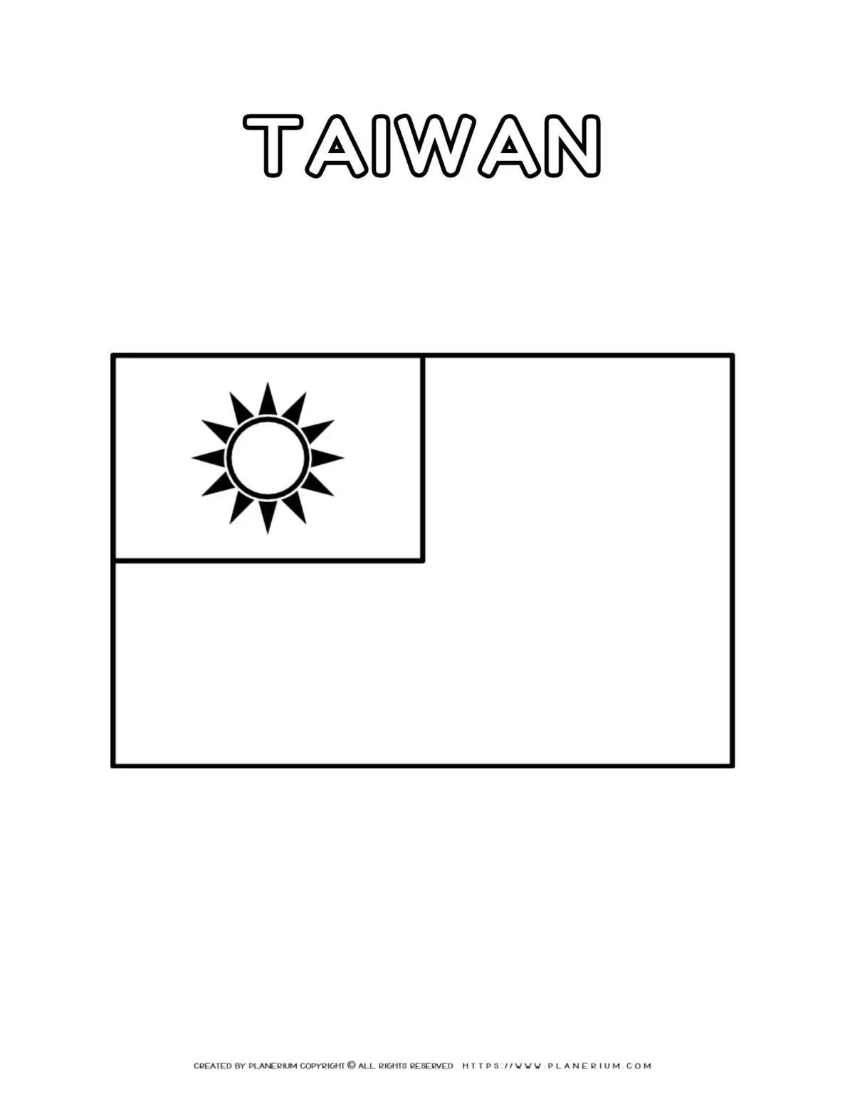Taiwan Flag Coloring Page - Printable for Kids