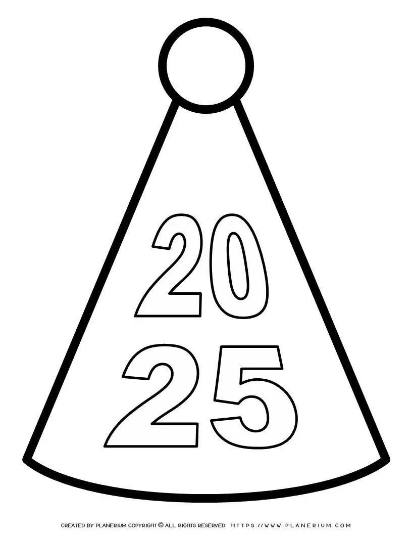 2025 New Year Hat Coloring Page for All Ages