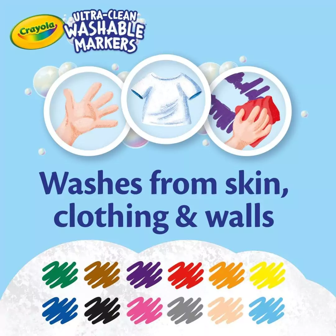 Crayola 12-Pack Washable Kids Markers for Arts & Classroom