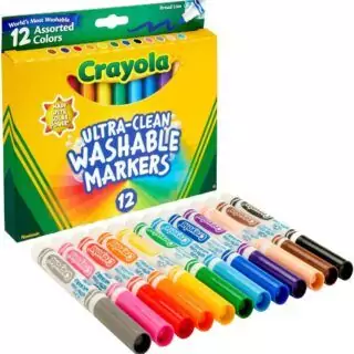 Crayola 12-Pack Washable Kids Markers for Arts & Classroom