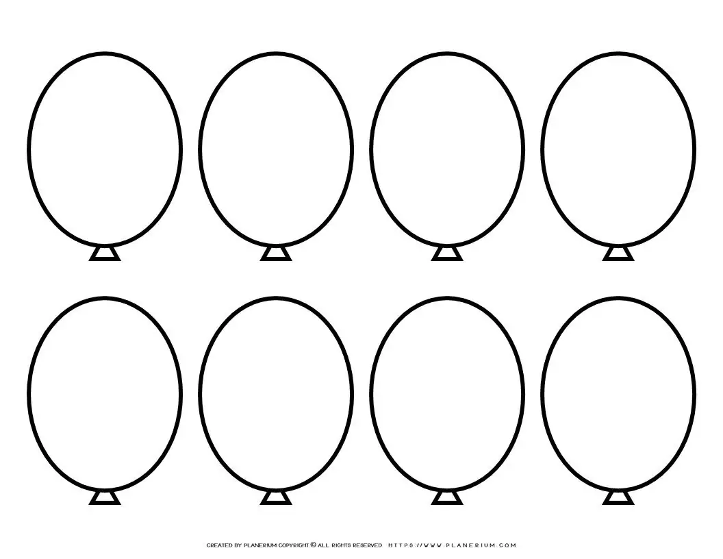 Eight Balloon Outlines Template for DIY Crafts & Parties