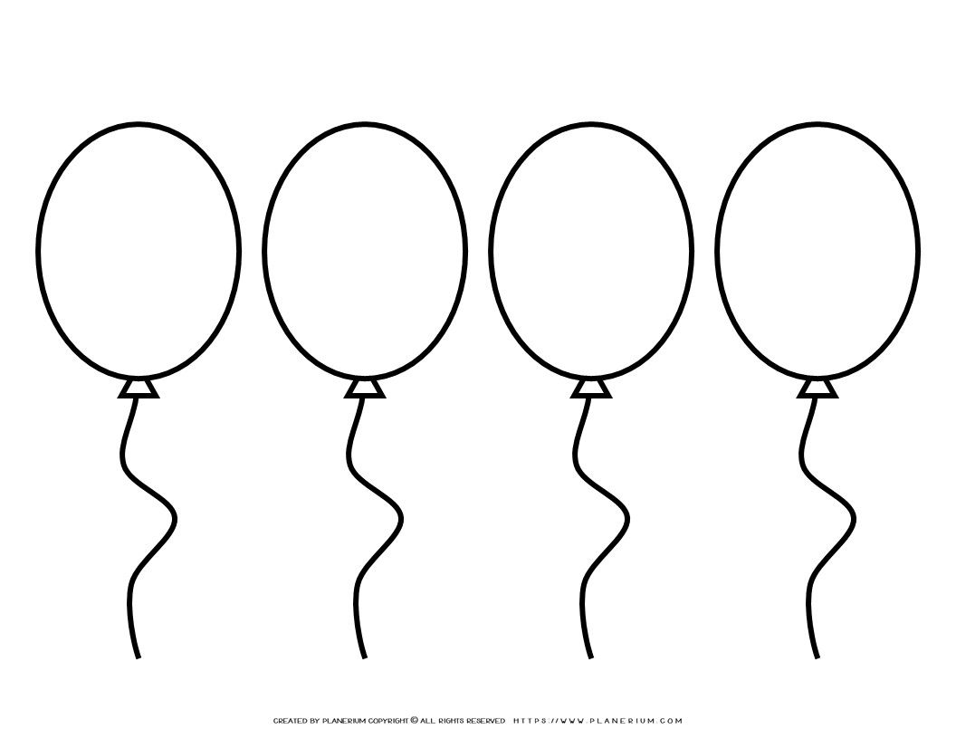 Four Balloon Outline Template for DIY Crafts & Party Decor!