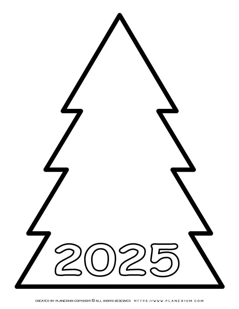 Tree Outline Template for 2025: Creative New Year Fun