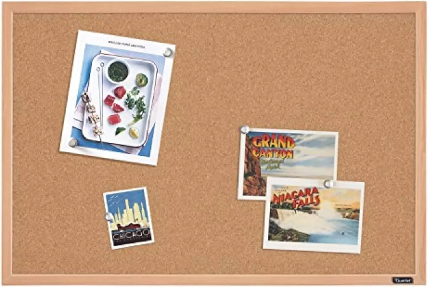 Stylish Bulletin Board Corkboard Organize in Oak Frame