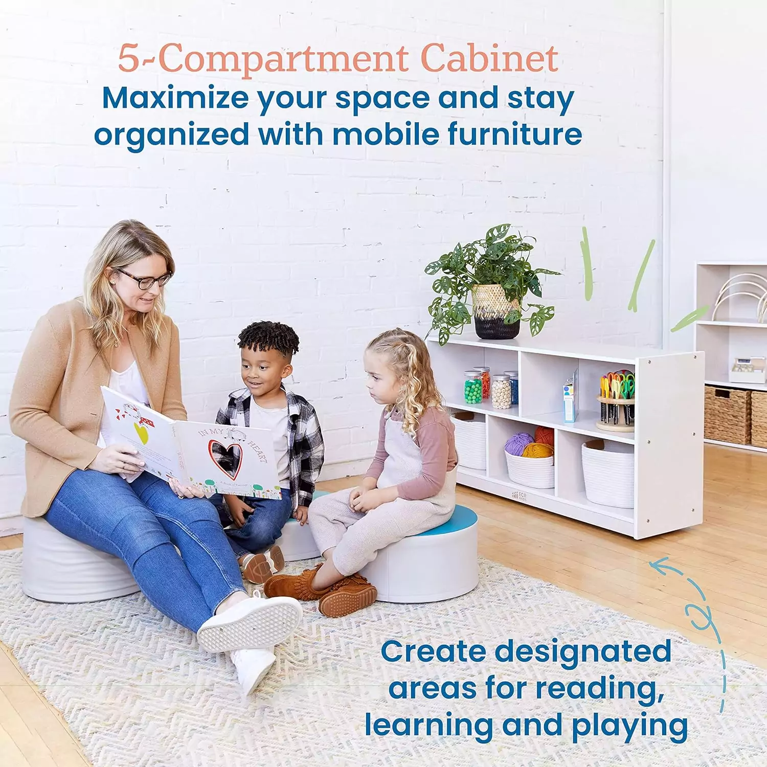 Organize Learning with ECR4Kids 5-Compartment Cabinet