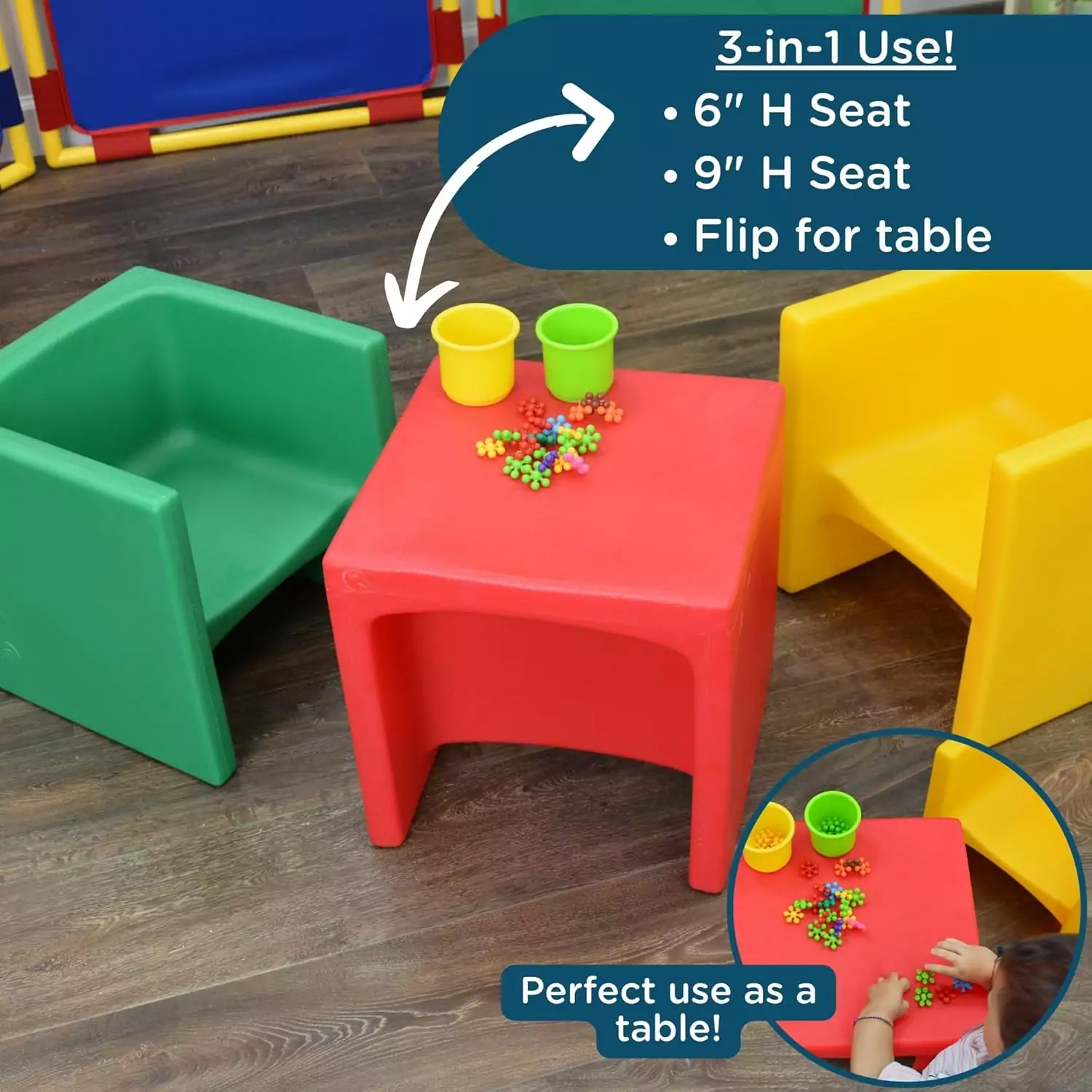 Versatile 3-in-1 Cube Chair for Kids: Classroom Essential