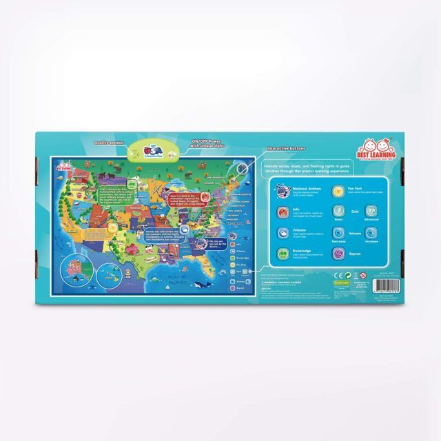 Interactive USA Map Poster for Kids - Learn and Explore