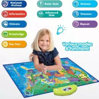 Interactive USA Map Poster for Kids - Learn and Explore