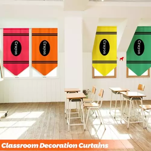 Lively Crayon Curtains for Classrooms & Kids' Rooms