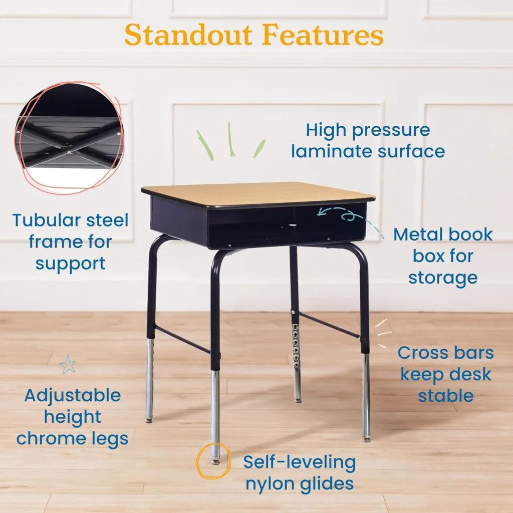 Adjustable Classroom Desk with Storage for Kids