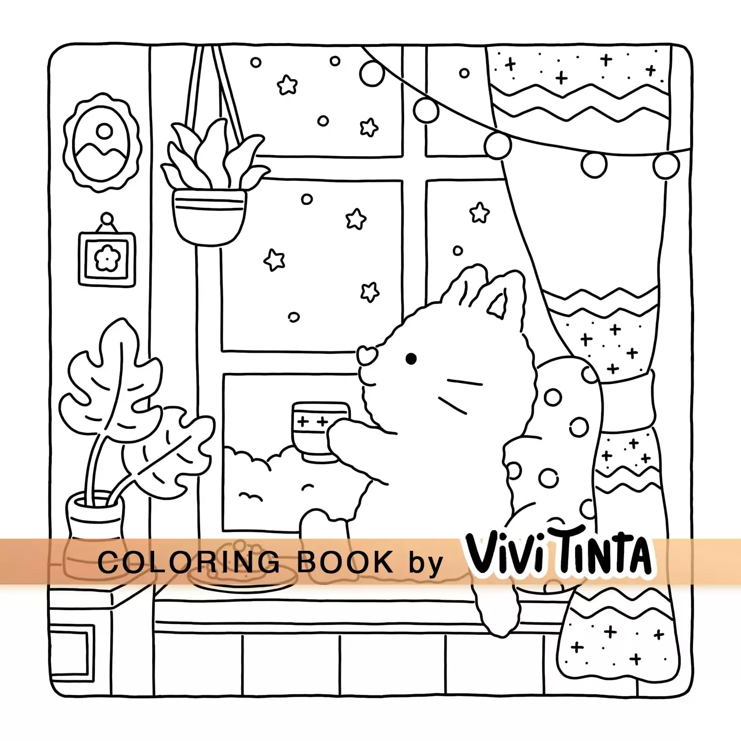 Relax With Fuzzy Hygge - Cute Coloring Book for Adults and Teens