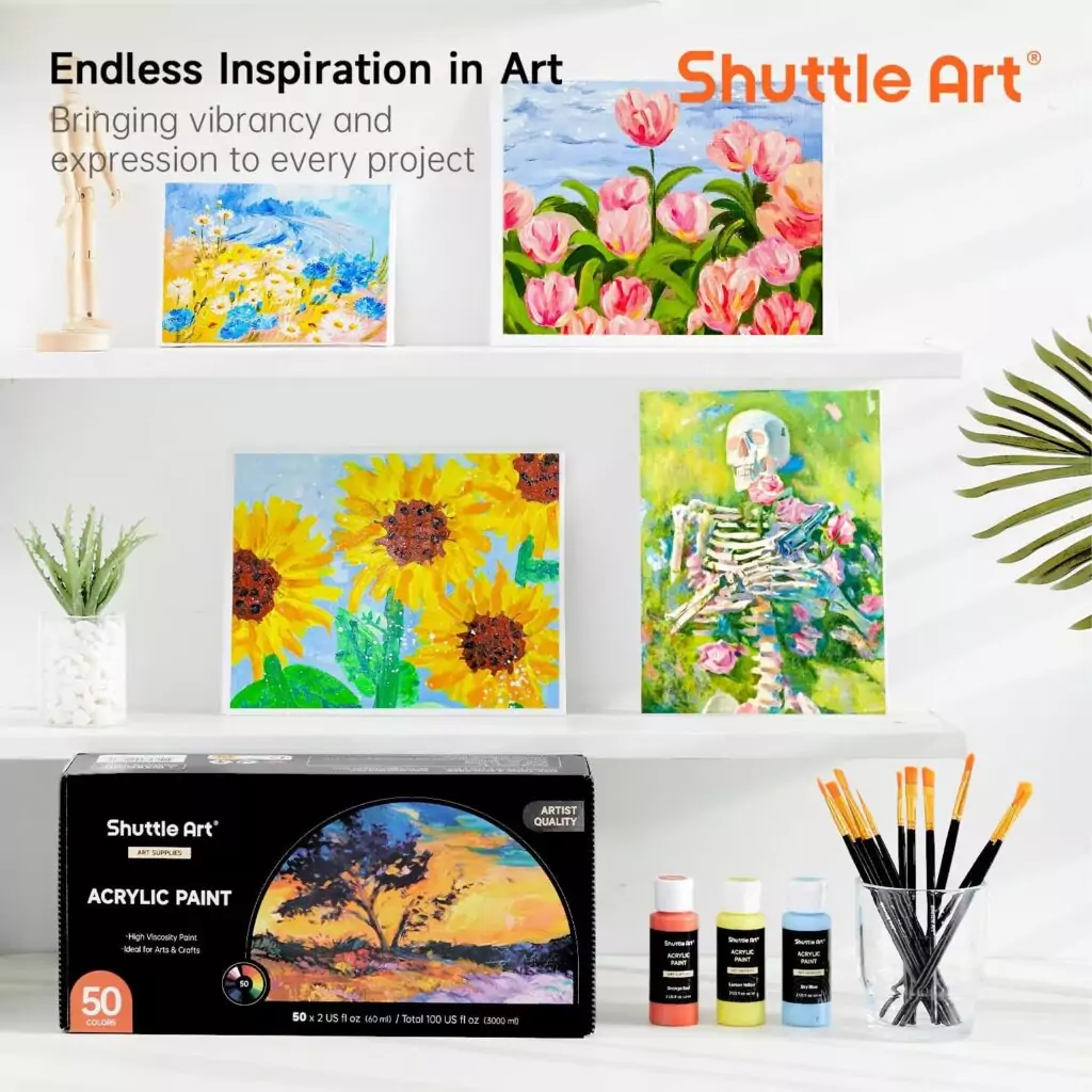 Explore 50 Colors with Shuttle Art Acrylic Paint Set