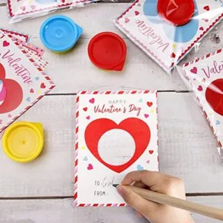 Fun Valentines Cards & Playdough for Kids - 24 Pack