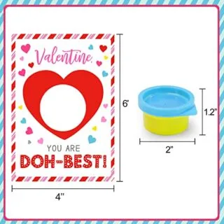 Fun Valentines Cards & Playdough for Kids - 24 Pack