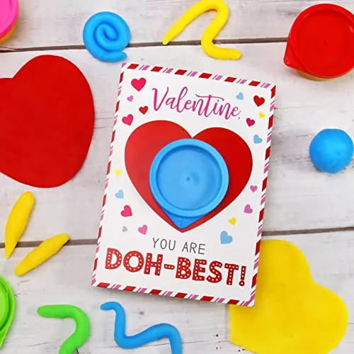 Fun Valentines Cards & Playdough for Kids - 24 Pack