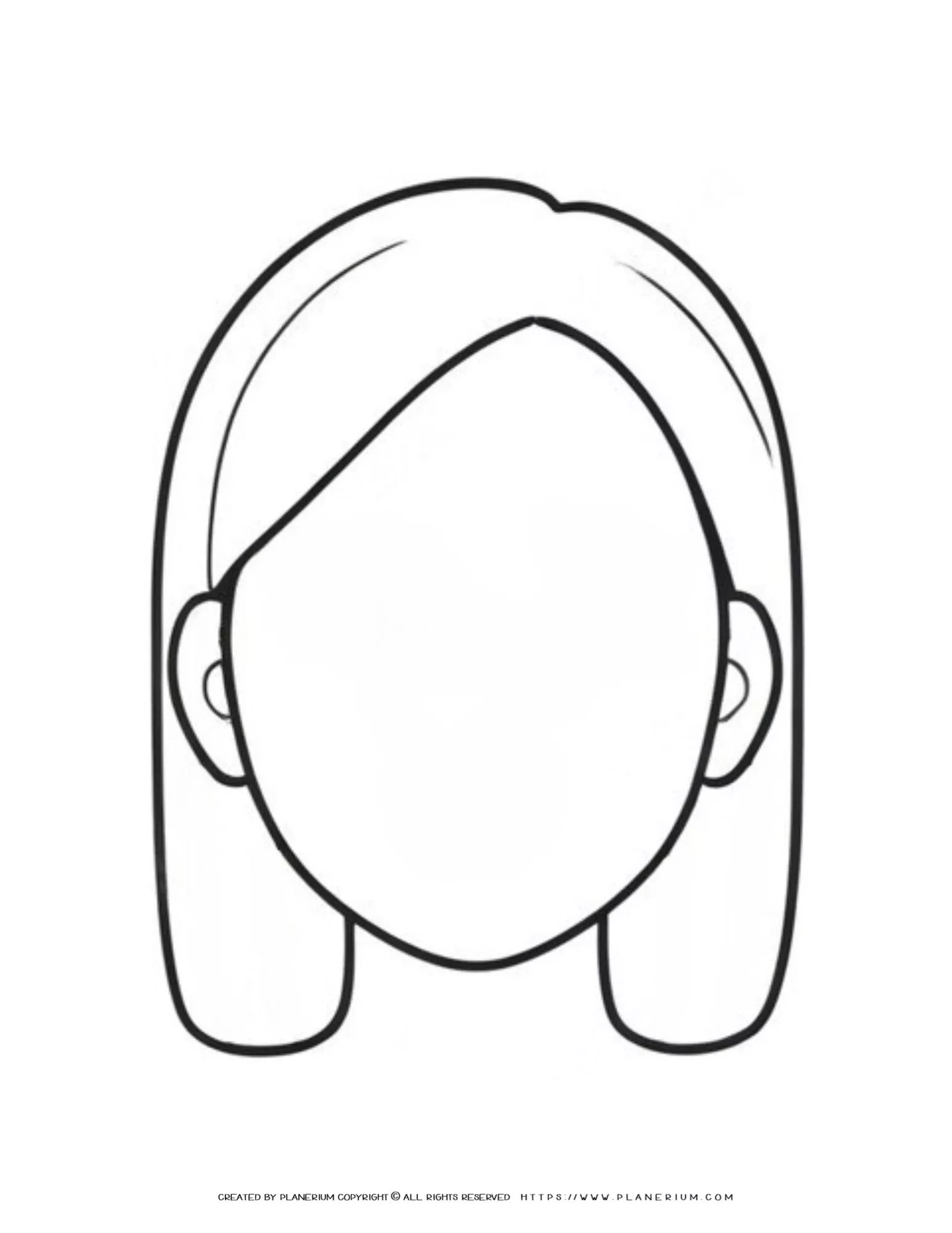 Short-Haired Woman Portrait Template for Drawing & Coloring