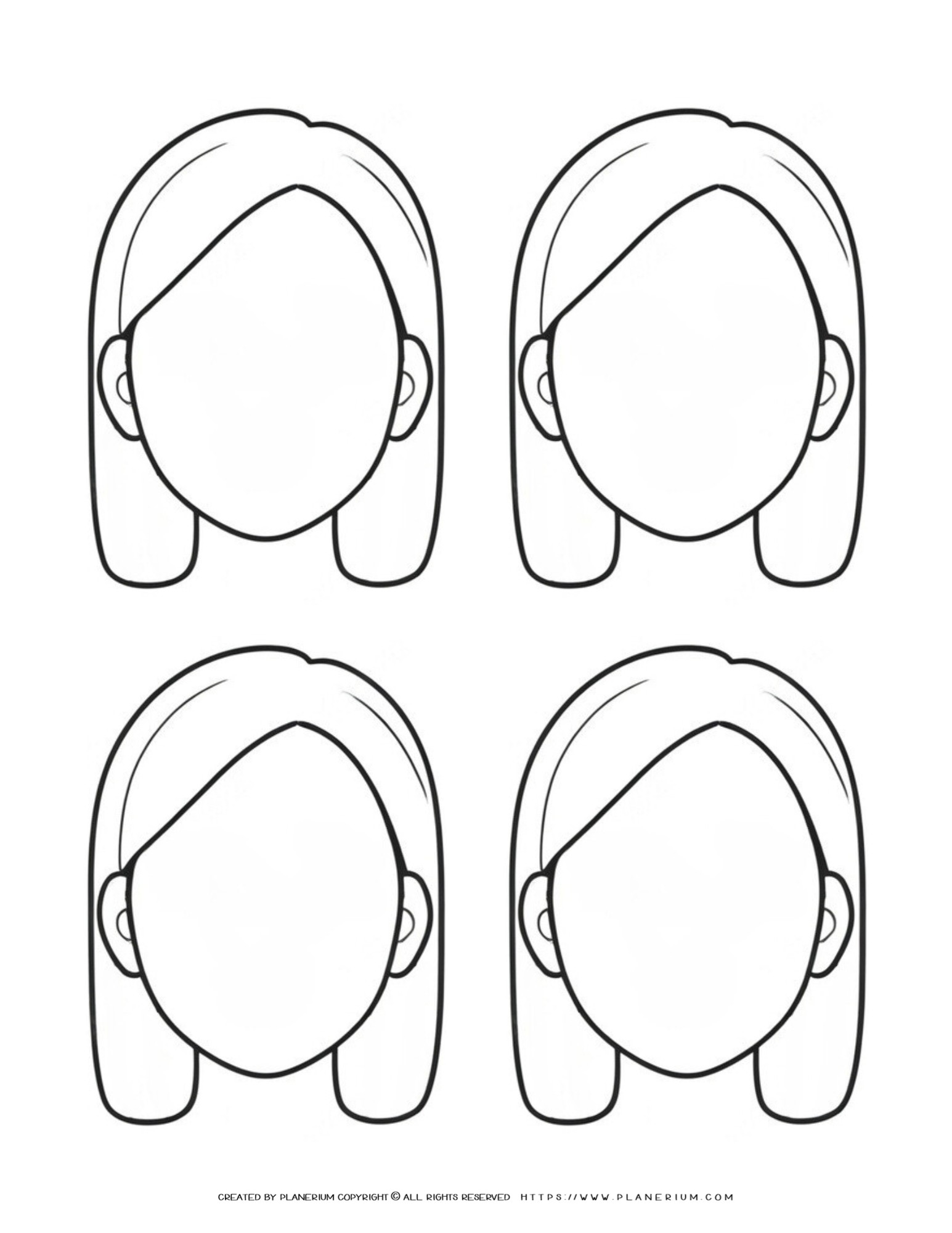Creative Coloring Fun: Blank Woman Faces for Kids
