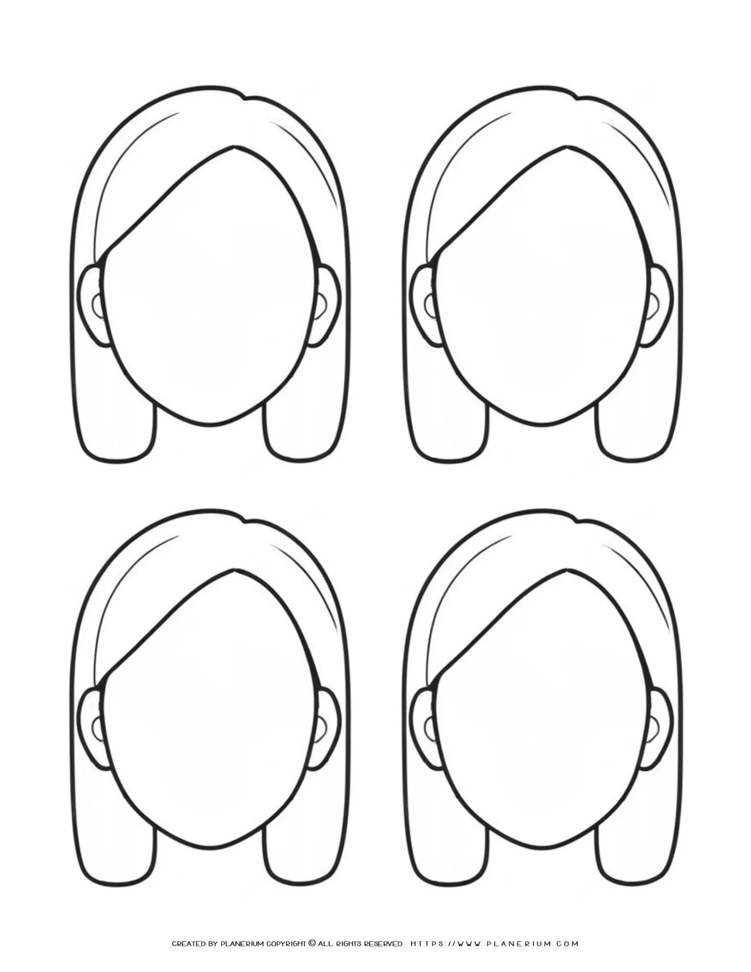 Creative Coloring Fun: Blank Woman Faces for Kids