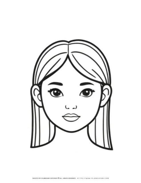 Girl with Long Hair Coloring Page for All Ages