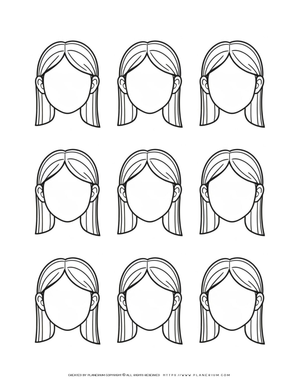Explore Our Girl Faces Drawing Template for Creativity