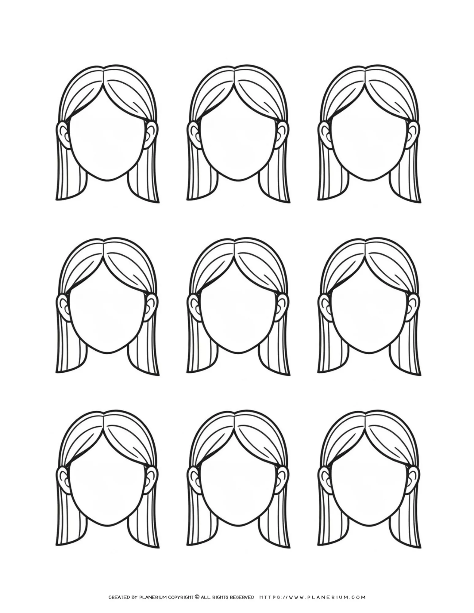 Explore Our Girl Faces Drawing Template for Creativity